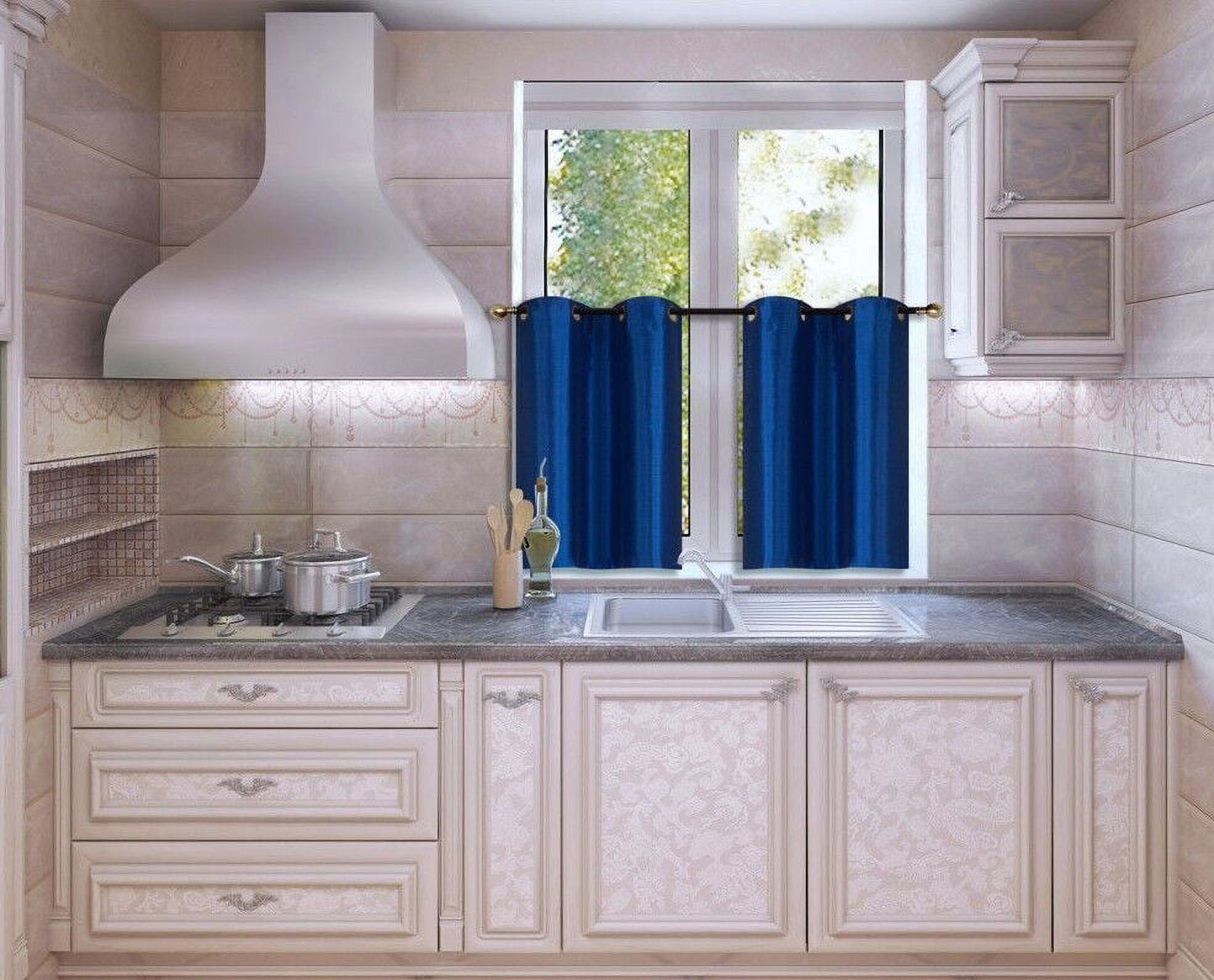 2 Piece Set Blackout Kitchen Curtain Window Lined Tier Pair Darkening ...