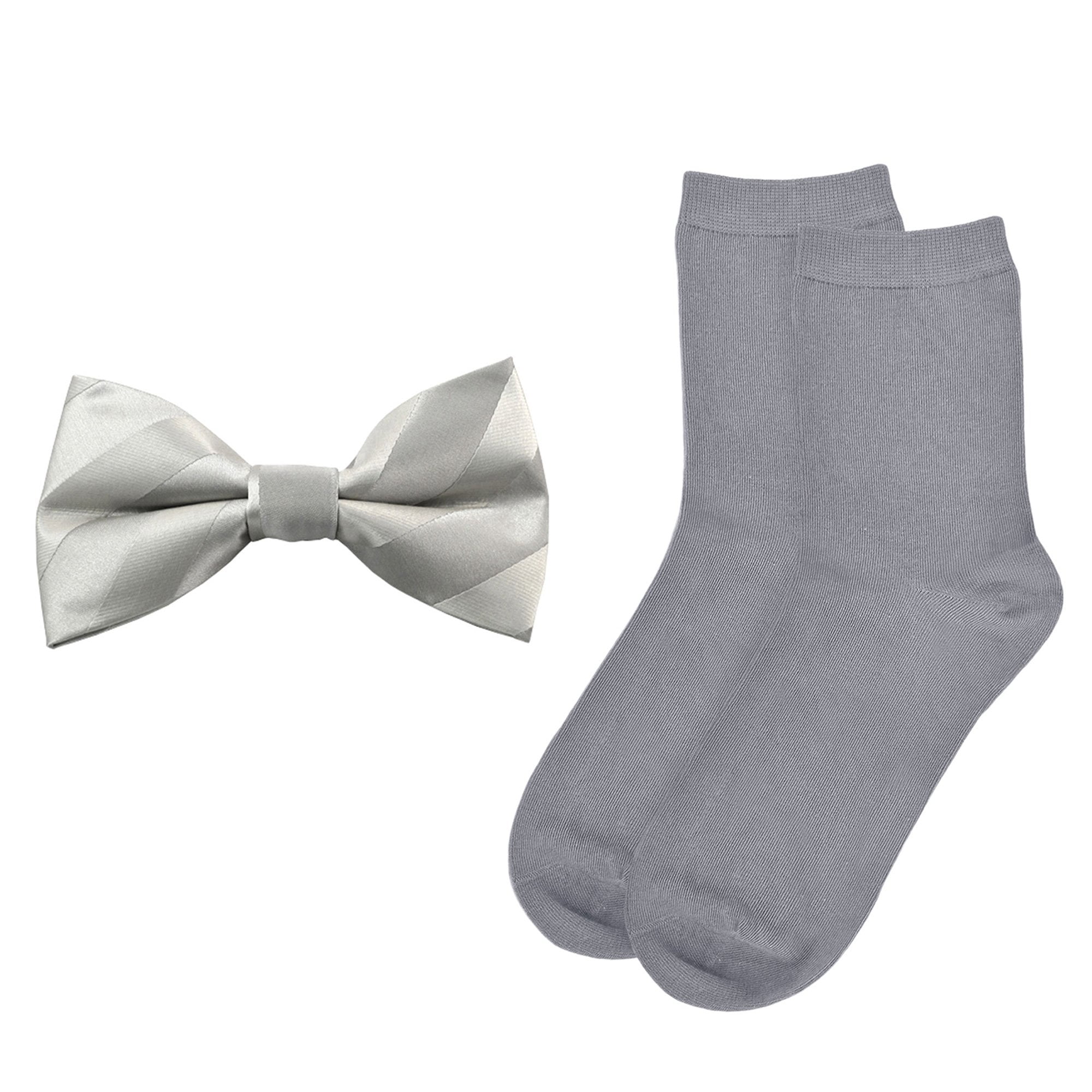 2 Piece Set: Jacob Alexander Men's Tonal Stripes Pattern Pre-Tied Clip-On Bow Tie and Crew Dress ...