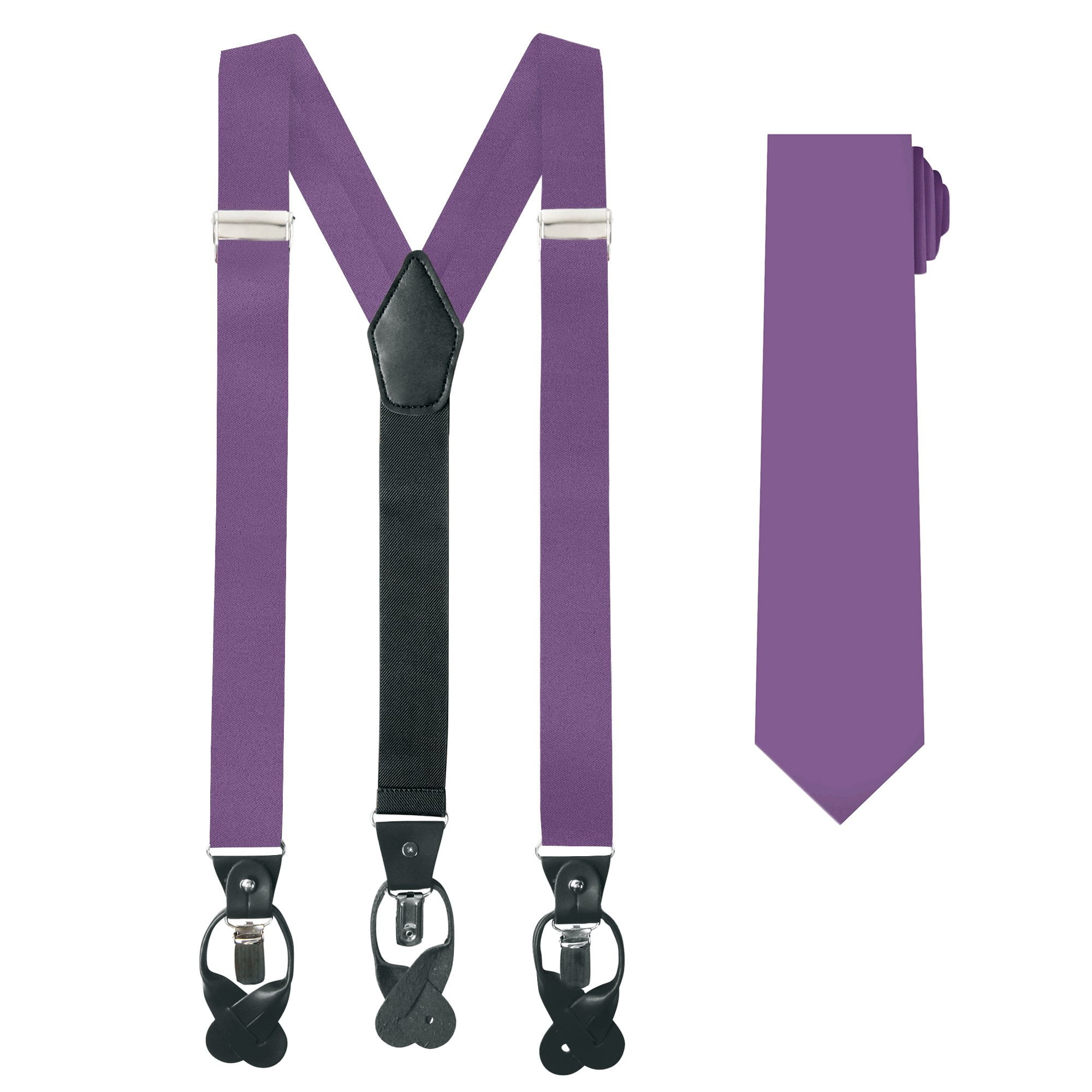 2 Piece Set: Jacob Alexander Solid Color Men's Suspenders and Extra ...