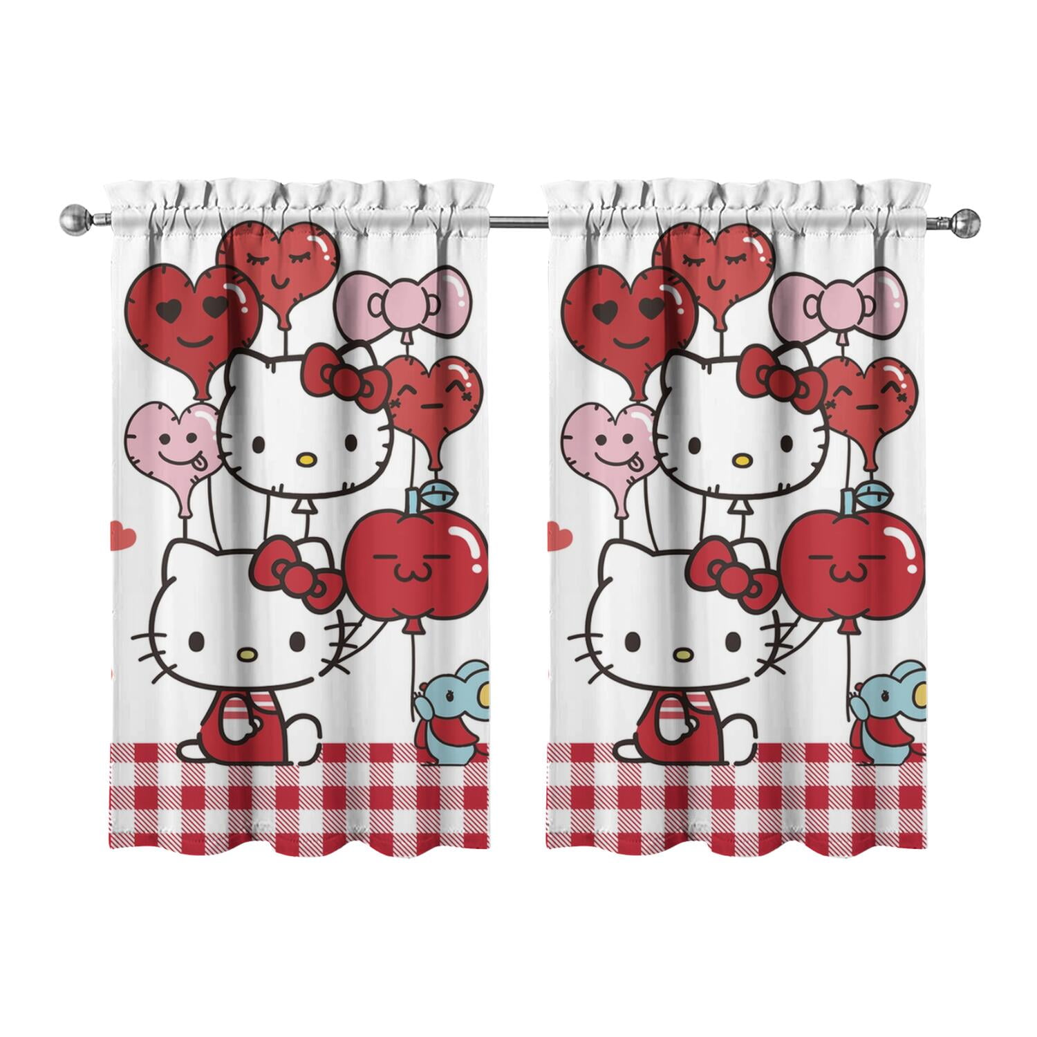 2 Piece Set Kitchen Curtains Small Short Cafe Window Curtains Hello ...