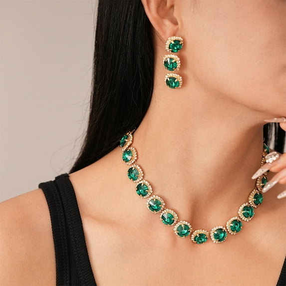 2-Piece Set Light Luxury Diamond-Studded Square Round Geometric ...