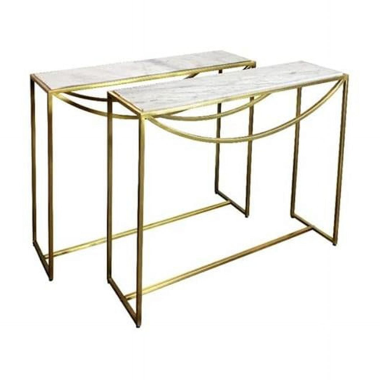 2-Piece Set Morgan Marble Console Table with Brass Finished Iron Base - Walmart.com