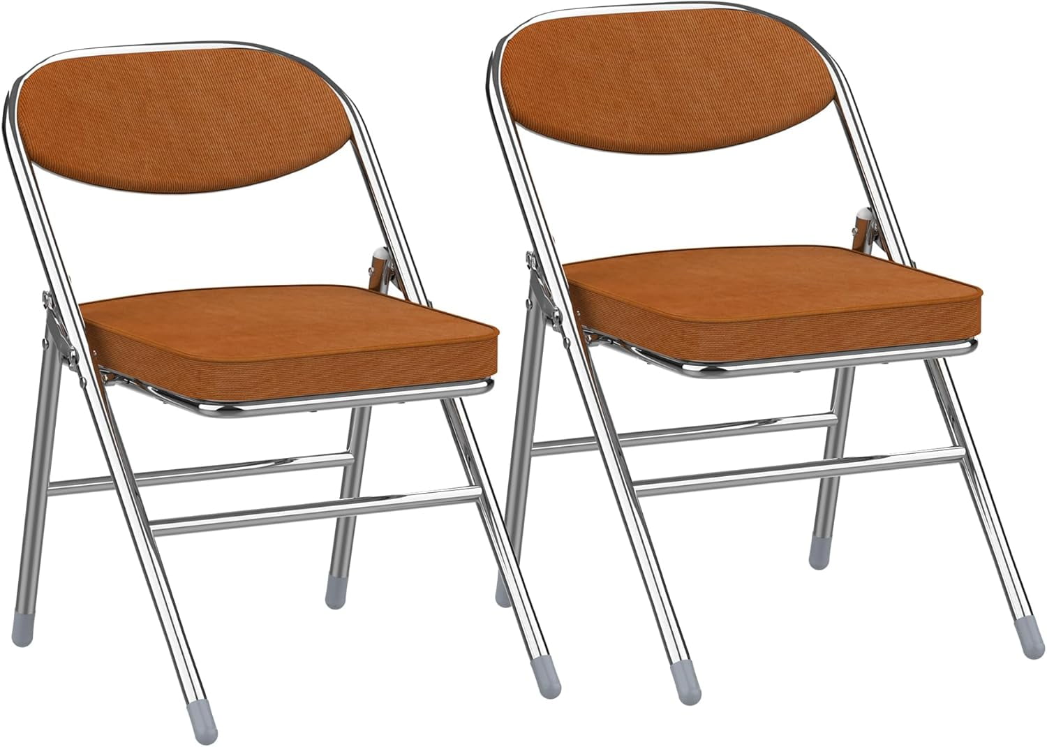 2-Piece Set of Padded Folding Chairs, Featuring Corduroy Fabric and ...