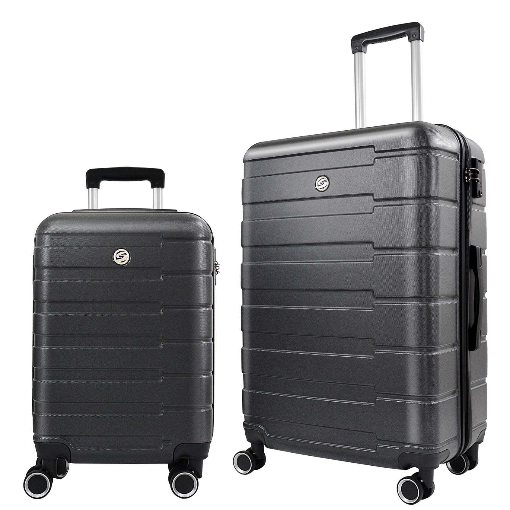 2 Piece Set Trave Luggage, Hard Shell Suitcase Checked Luggage with 360 ...