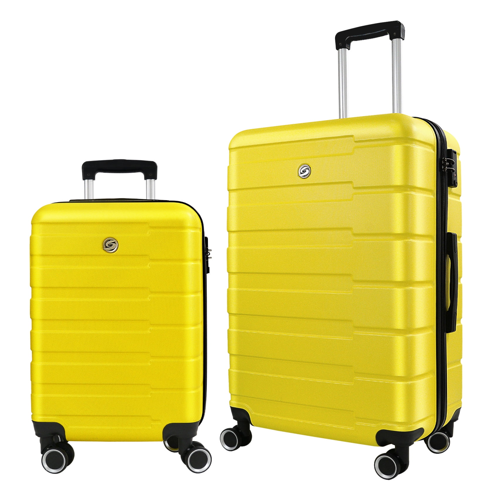 2 Piece Set Trave Luggage, Hard Shell Suitcase Checked Luggage with 360 ...