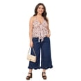 2 Piece Set For Women V Neck Ruffle Trim Print Chiffon Cami Top And ...
