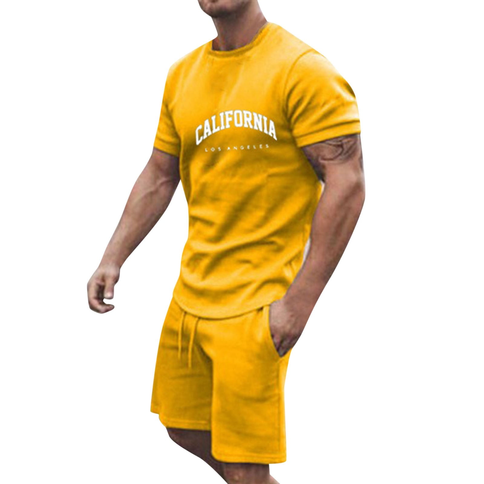 2 Piece Set for Men Casual Graphic Print Streetwear Short Sleeve Set Oversized Loungewear ...