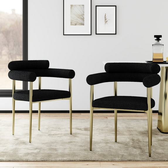 2-Piece Set of Black Dining Chairs, Round Shape | Comfortable Seat ...