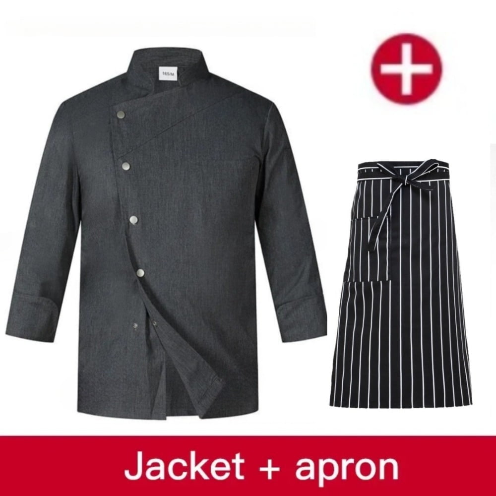2 Piece Set of Chef T-Shirt Apron Baker Work Uniform Waiter Restaurant ...