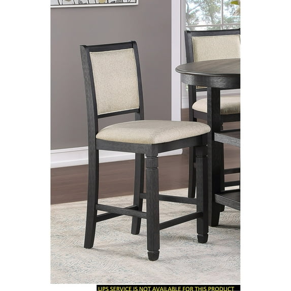 2-Piece Set of Counter Height Dining Chairs | Black Finish Wood Frame ...