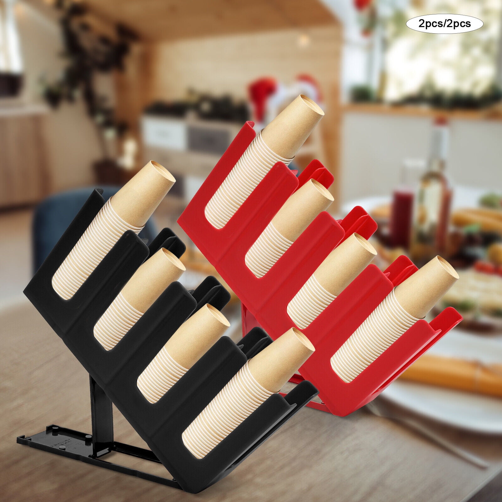 2-Piece Set of Four Partition Paper Cup Holder Rust Proof Countertop ...