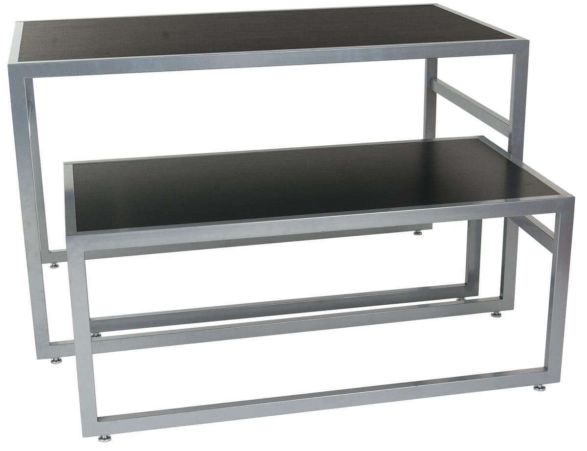 2-Piece Set of Rectangular Nesting Tables, Modern Lines, Steel Frame ...