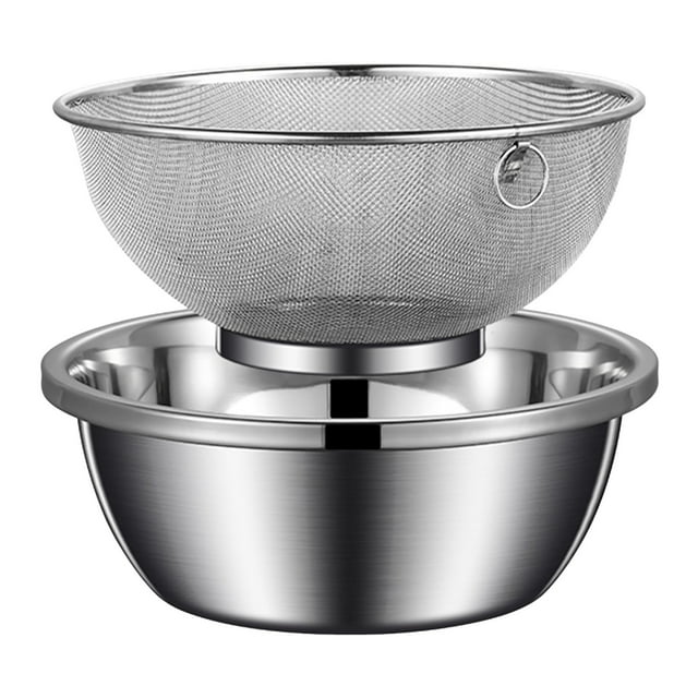 2 - Piece Set of Stainless Steel Microporous Colanders with Mixing Bowl ...