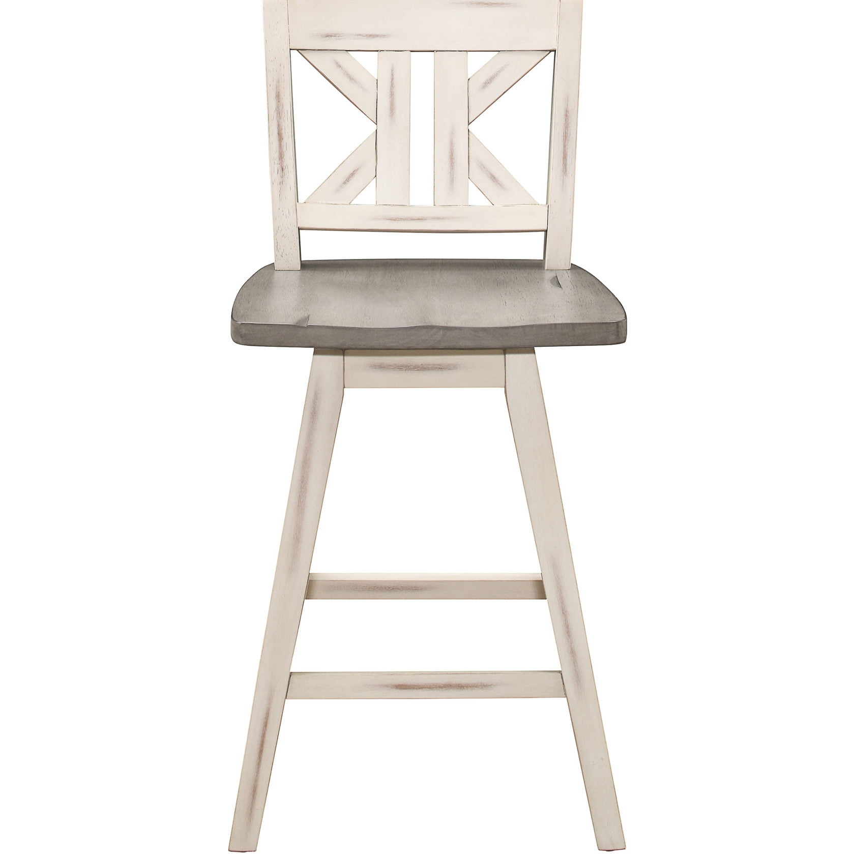 2-Piece Set of White Gray 360-Degree Swivel Counter Height Chairs ...