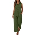 2 Piece Sets For Women,Round Neck Sleeveless Tank Crop Top Wide Leg ...