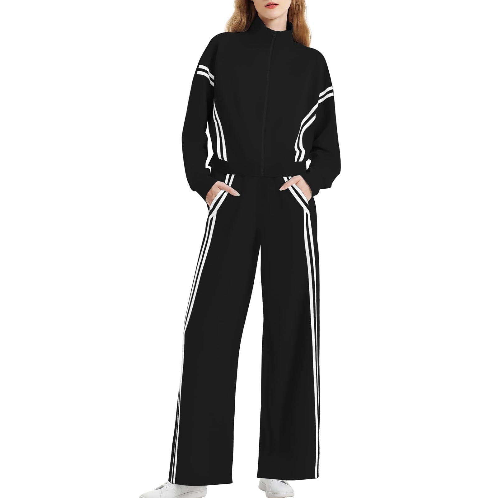2 Piece Sets For Women Women's 2 Piece Lounge Outfits Zip Up Sweat Set ...