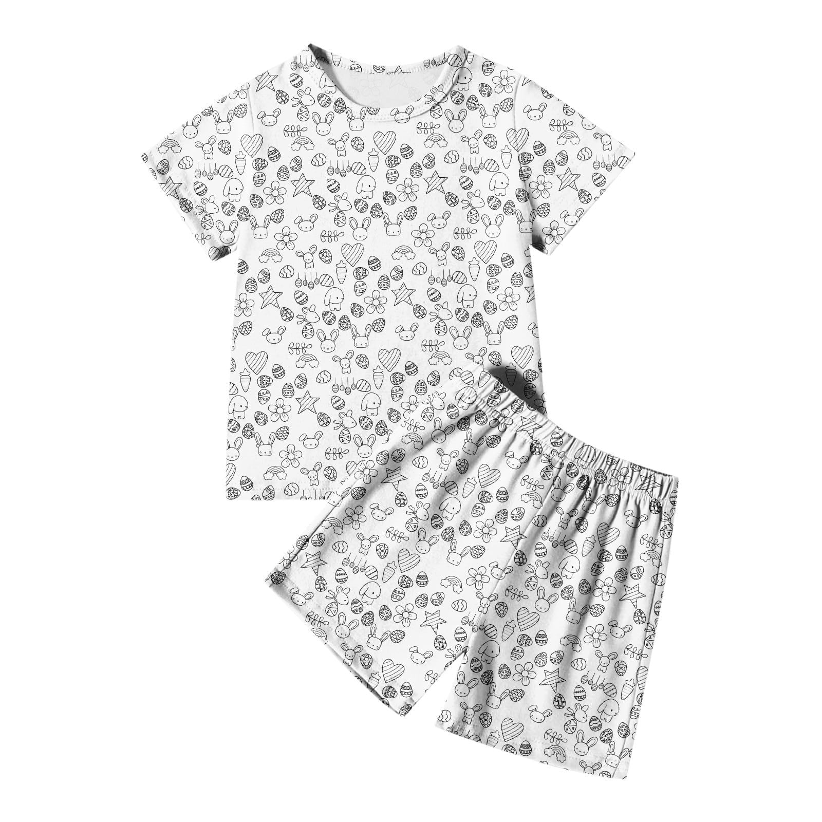 2 Piece Sets Pajamas for Kids Bunny Rabbit Print and Egg Easter ...