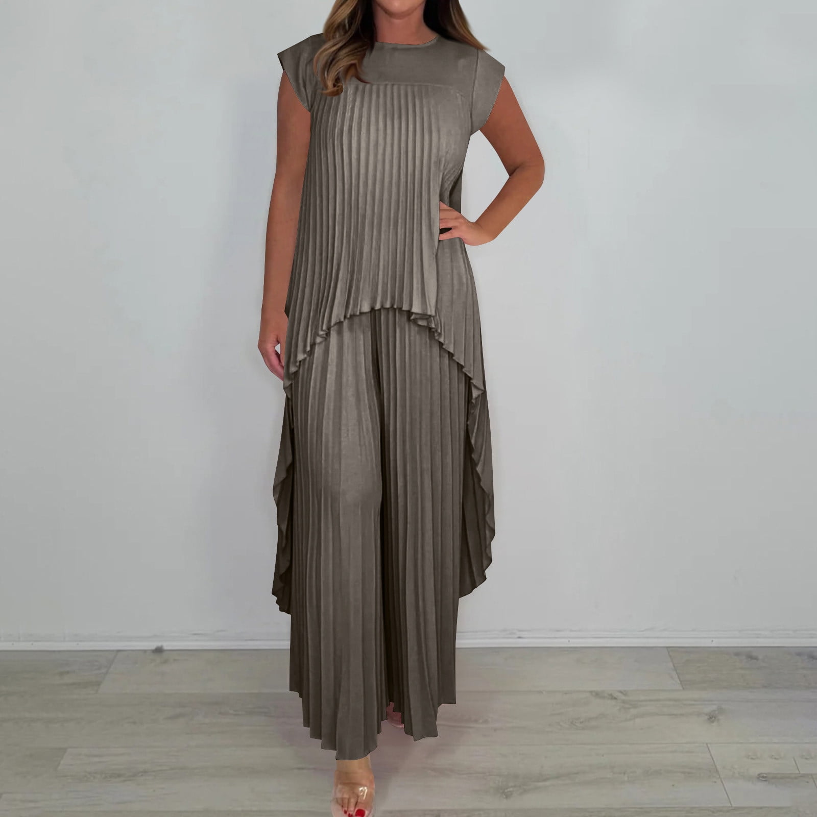 2 Piece Sets for Women Going Out Outfits Fashion Plus Size Pleated ...