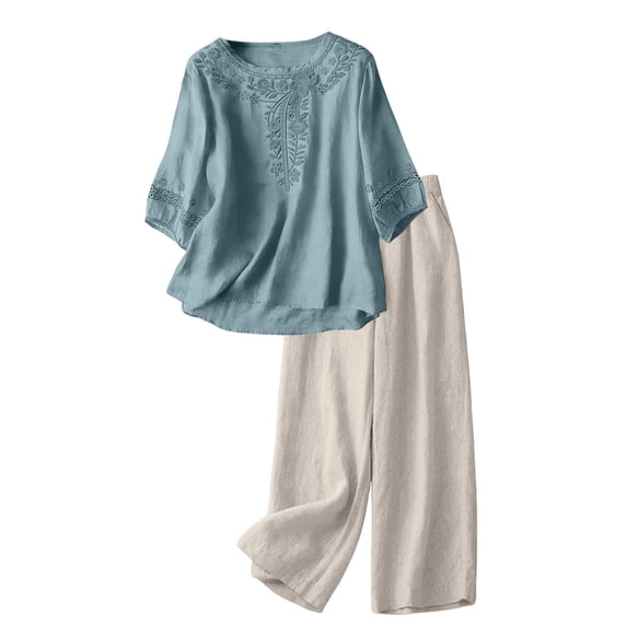 2 Piece Sets for Women Spring Casual 2 Piece Set Plus Size Cotton ...