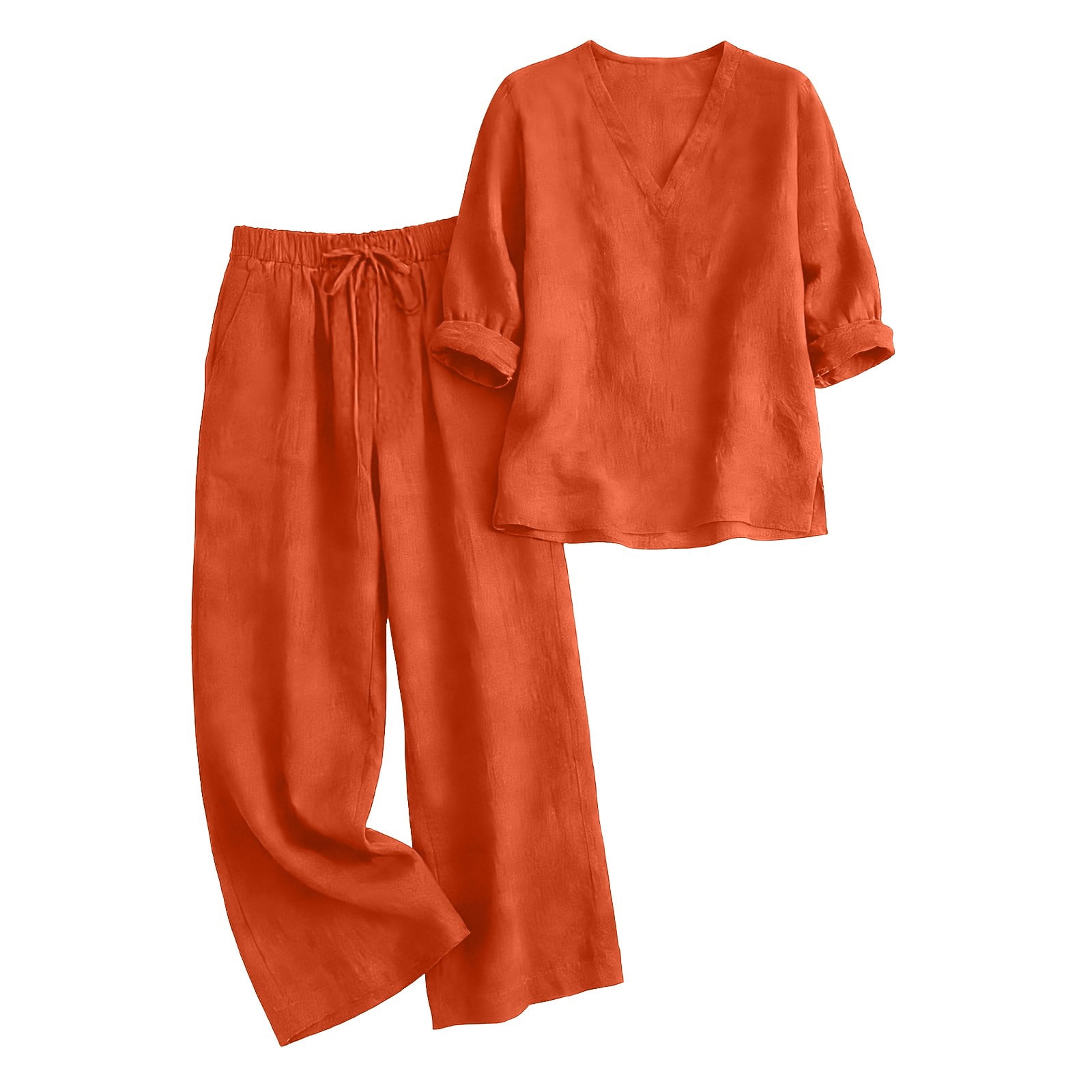 2 Piece Sets for Women Spring Casual 2 Piece Set Women's Linen 2 Piece ...