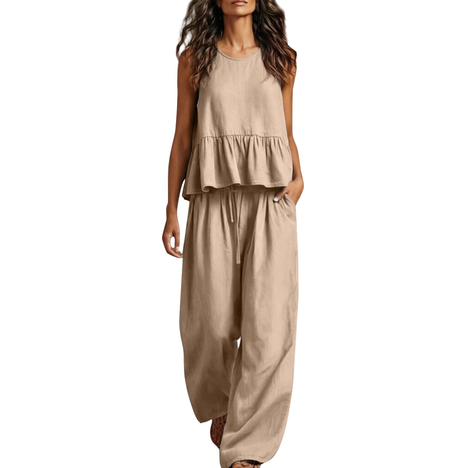 2 Piece Sets for Women Summer Daily Casual Outfit Sets Basic Matching ...