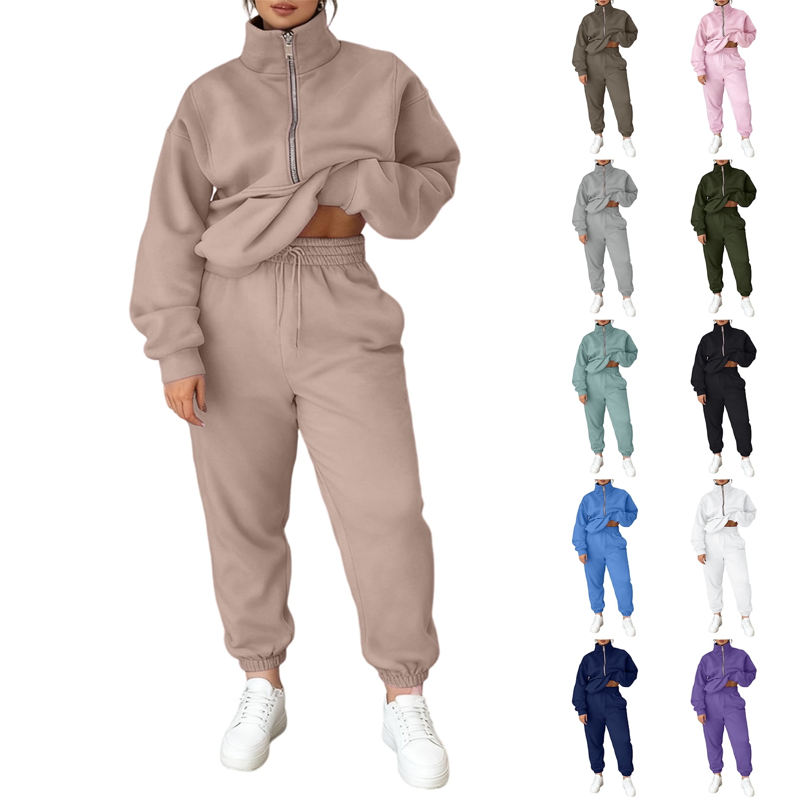 2 Piece Sets for Women 2025 Fall Travel Outfits Long Sleeve Tracksuit ...
