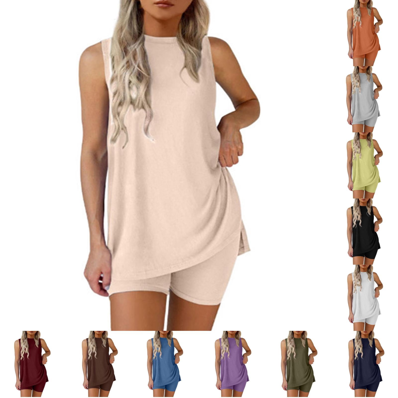 2 Piece Sets for Women 2026 Summer Matching Lounge Shorts Set Resort ...
