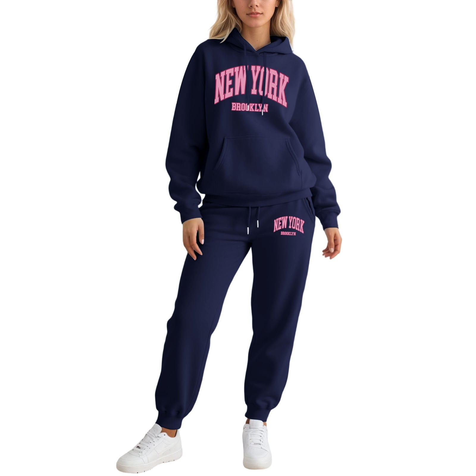 2 Piece Sets for Women Casual Long Sleeve Hoodie And Jogger Printed ...