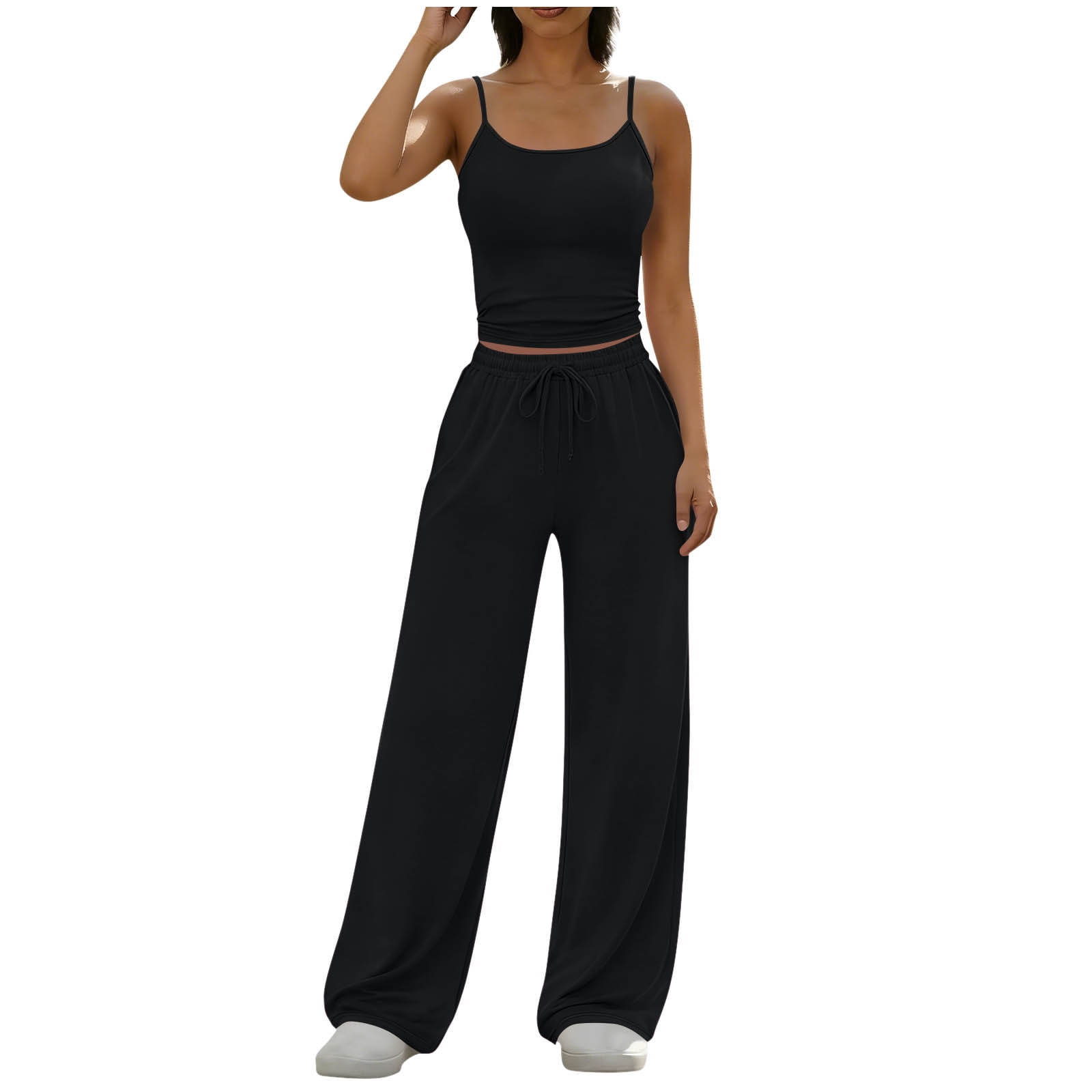 2 Piece Sets for Women Cute Cami Wide Leg Pants Y2K Lounge Set Vacation ...