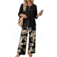 2 Piece Sets for Women Elbow Sleeve Tops and Wide Leg Long Pants Lounge ...