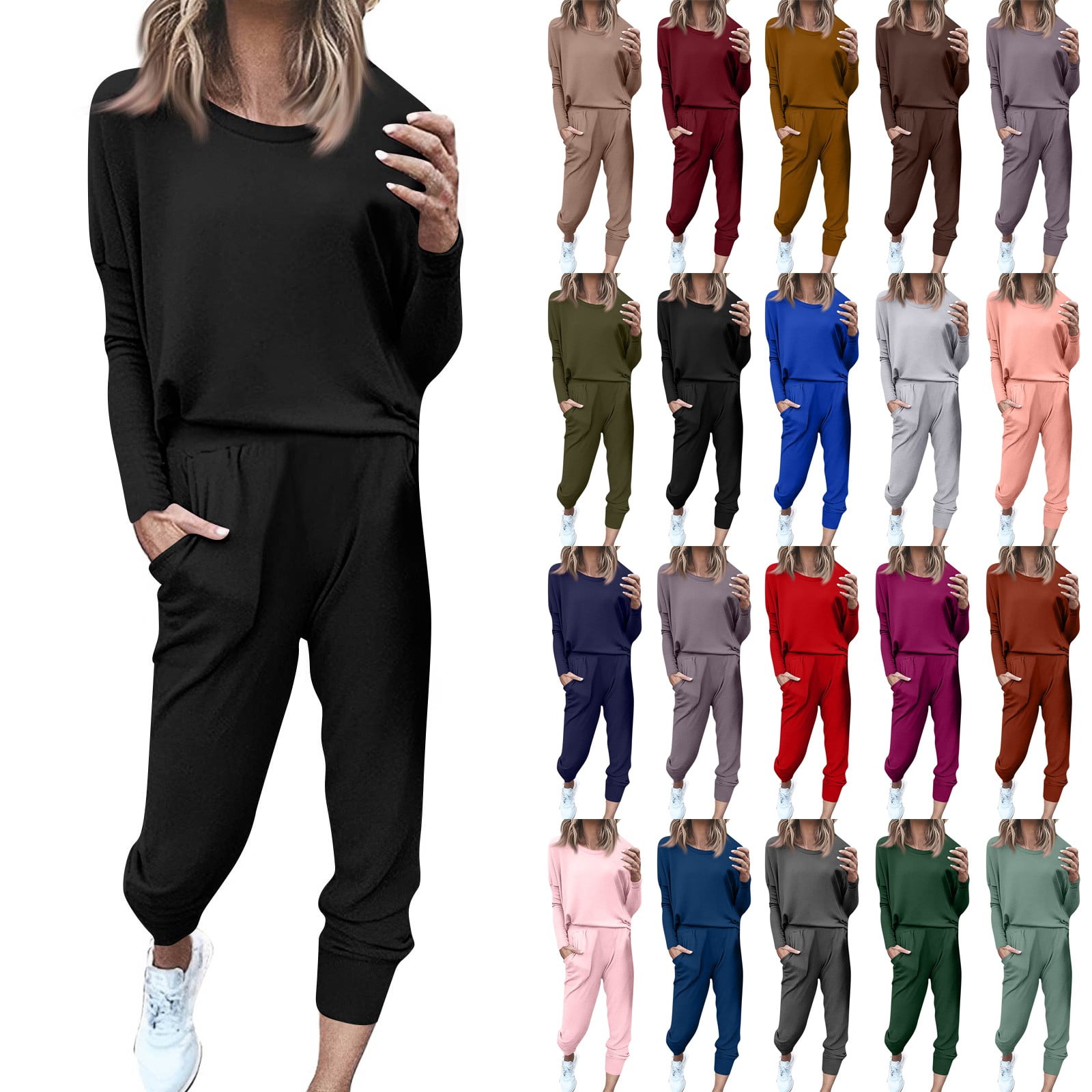 2 Piece Sets for Women Fall Lounge Long Sleeve Two Piece Travel Outfits ...