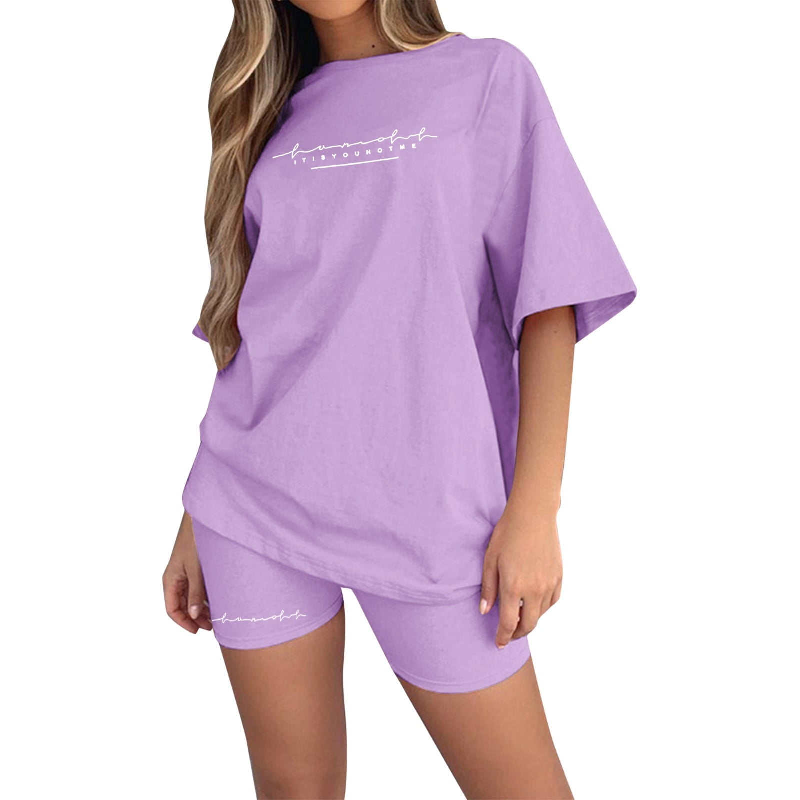 2 Piece Sets for Women Letter Print Loose Casual Shorts Set Short ...
