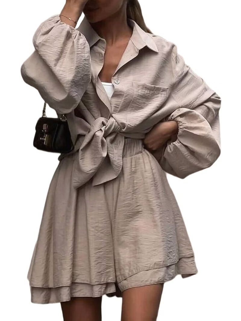 2 Piece Sets for Women Matching Two Piece Fashion Oversized Shirts and ...