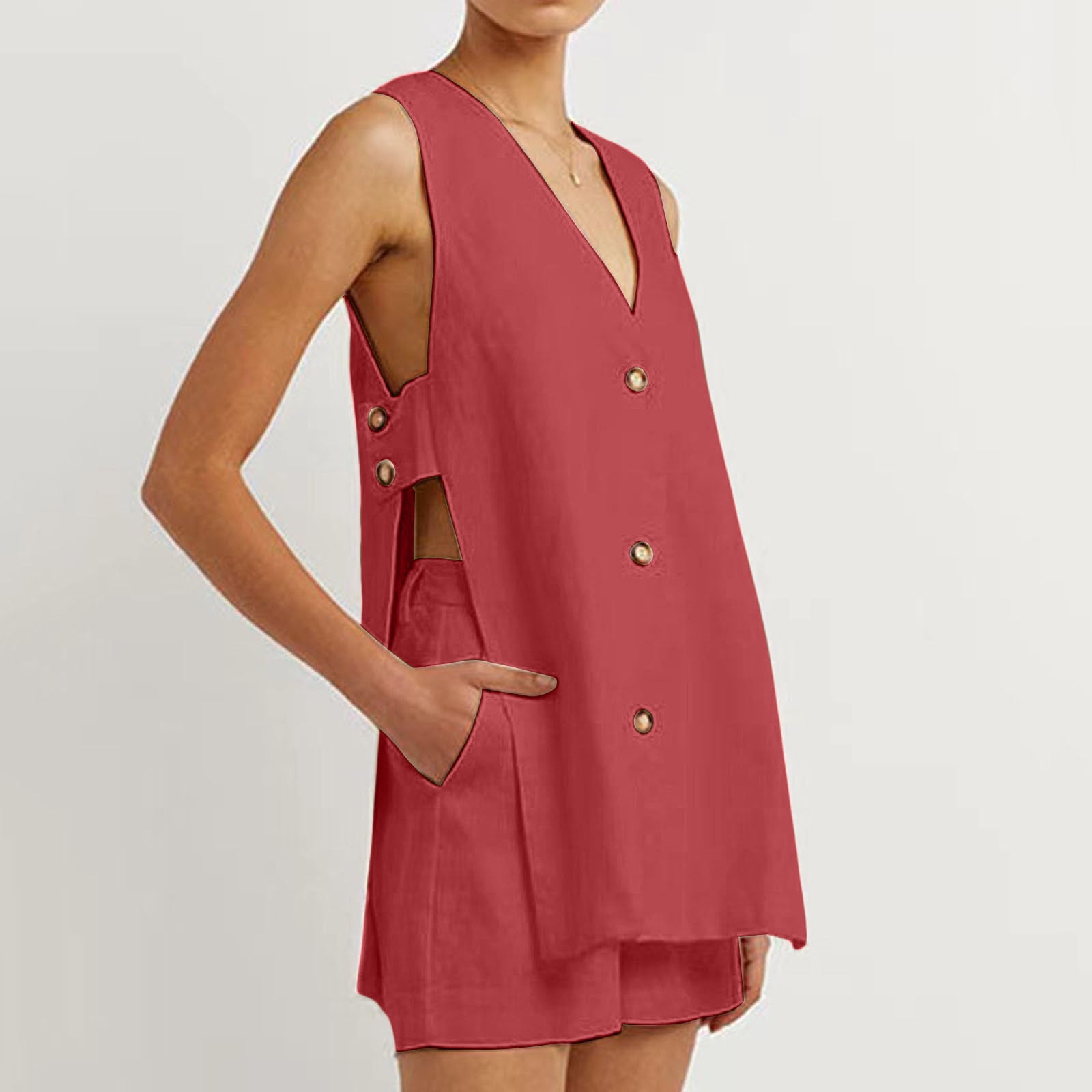 2 Piece Sets for Women Summer Linen Two Piece Short Sets for Women ...