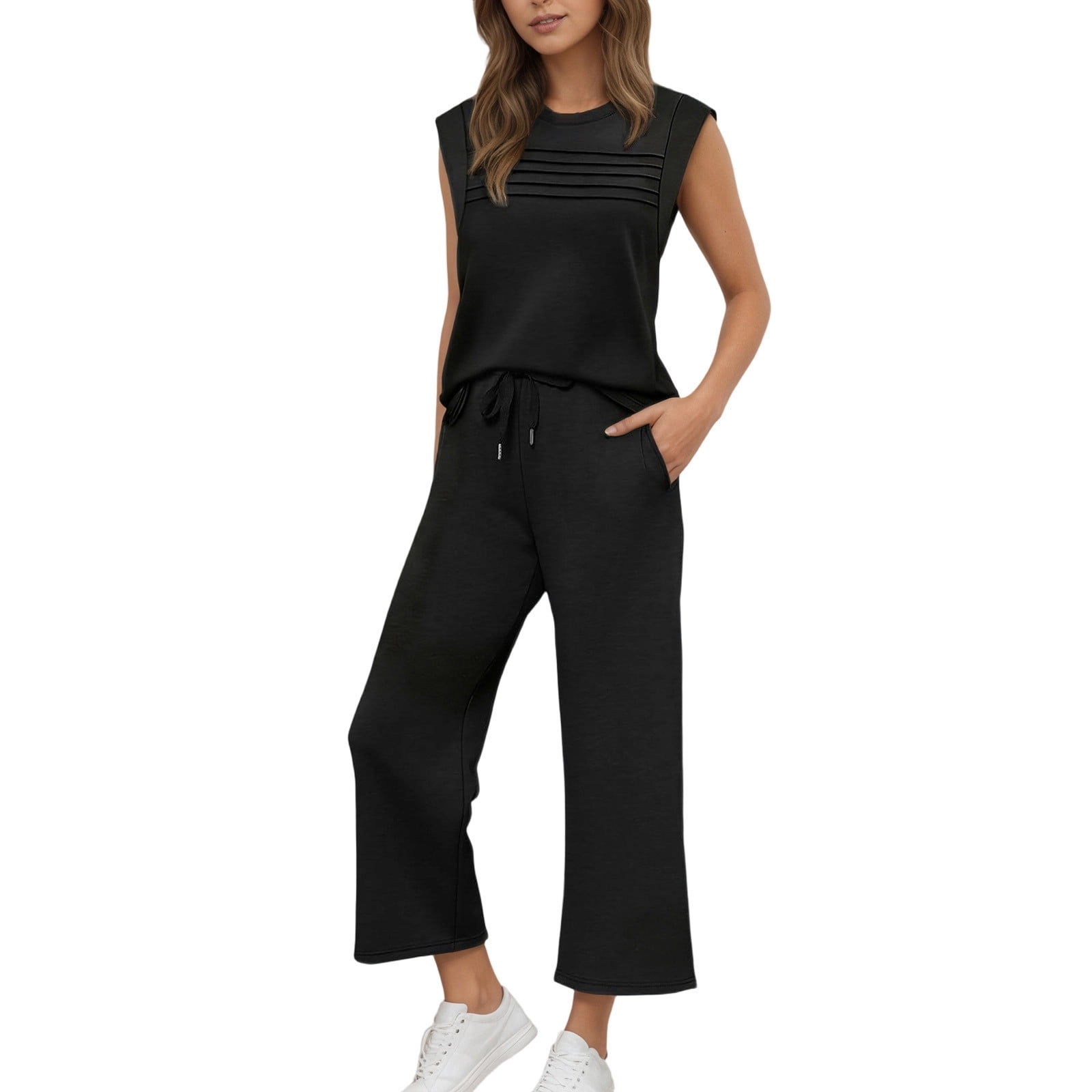 2 Piece Sets for Women Summer Lounge Set Wide Leg Pants Matching Set ...