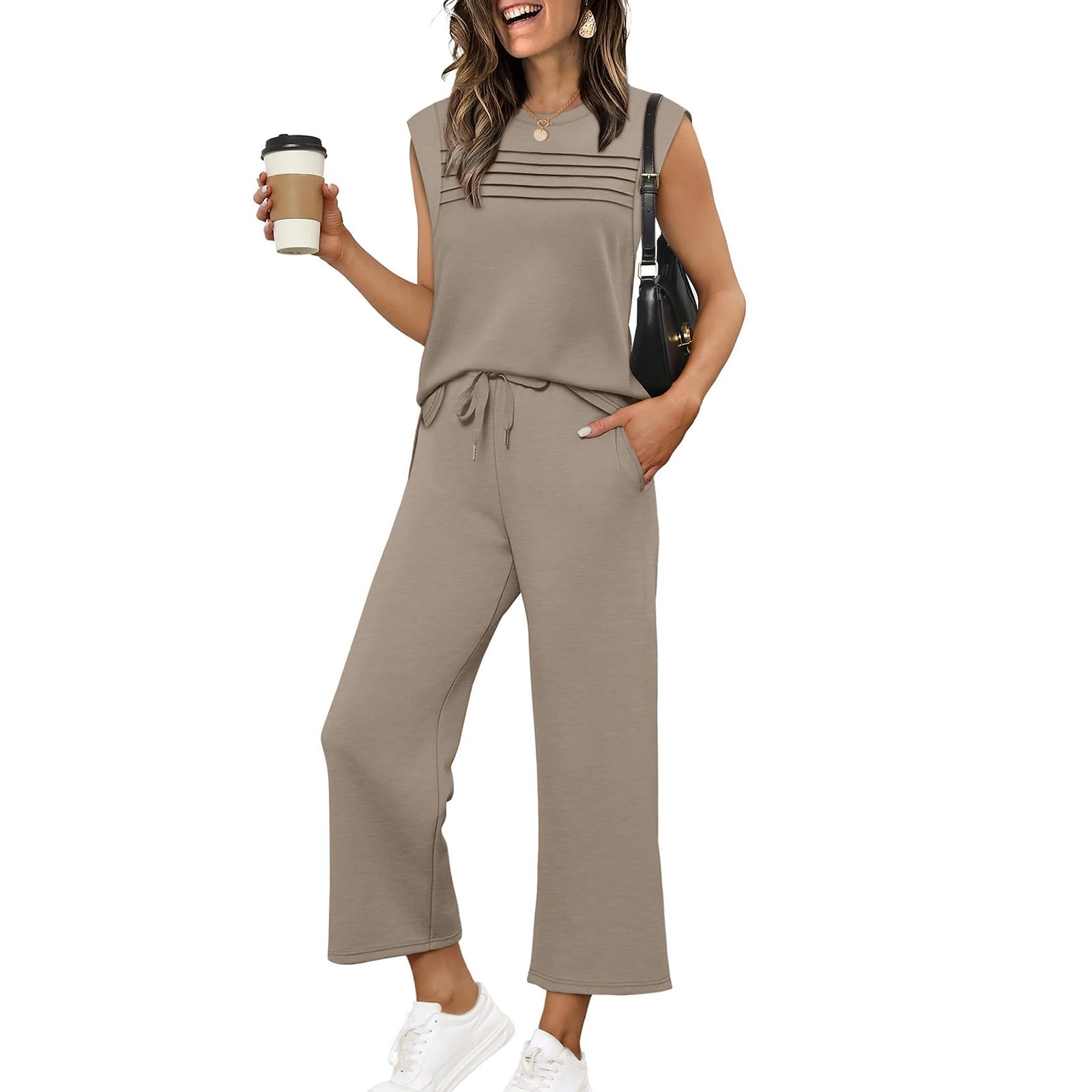 2 Piece Sets for Women Summer Lounge Sets Travel Vacation Outfits Cap ...