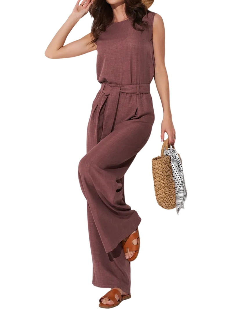 2 Piece Sets for Women Summer Round Neck Cap Sleeve Top and Wide Leg ...