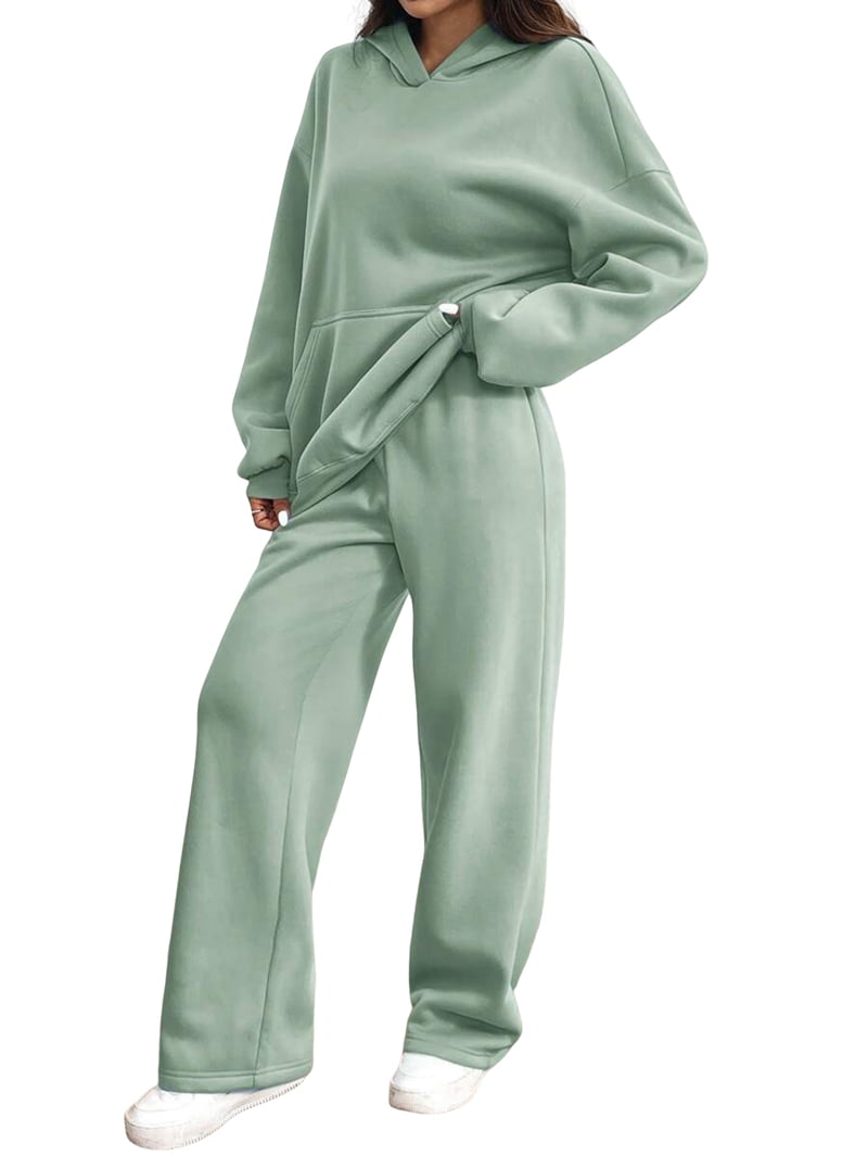 2 Piece Sets for Women Sweatsuits Casual Hoodie Jacket Wide Leg ...