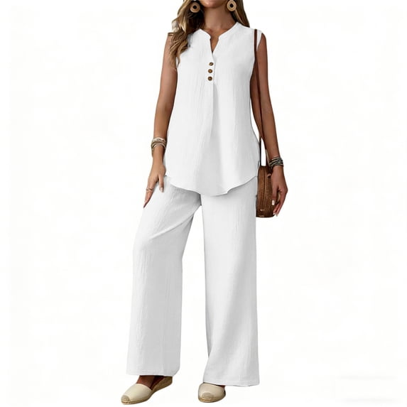 2 Piece Sets for Women,Two Piece Sets for Women Sleeveless Notch Neck ...