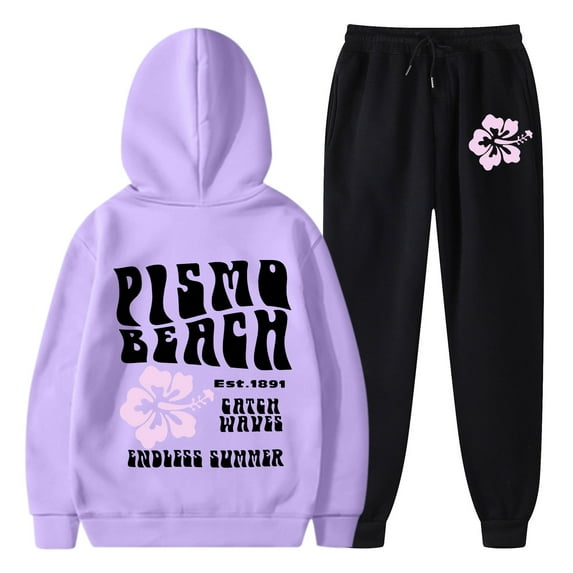 2 Piece Sets for Women Workout Outfits Letter Printed Hoodie Sweatshirt ...