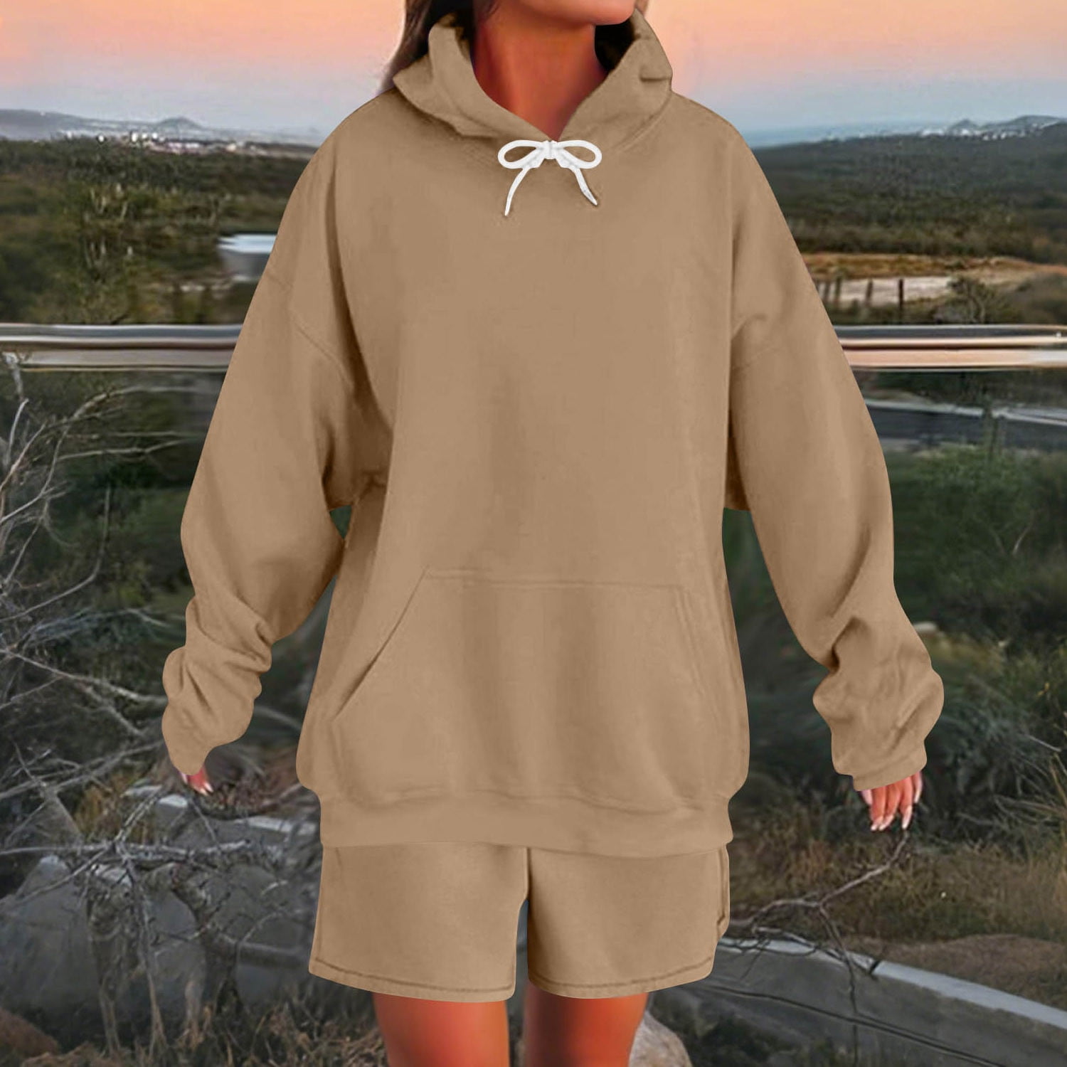 2 Piece Sets for Women with Pocket Hoodies Long Sleeve Sweatshirts and ...