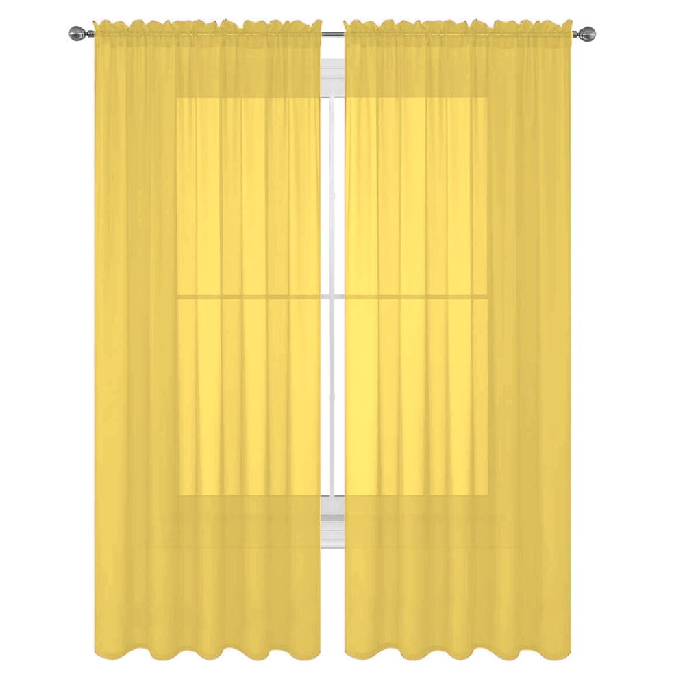 2 Piece Sheer Curtains Light Filtering Rod Pocket Window Curtain Voile ...