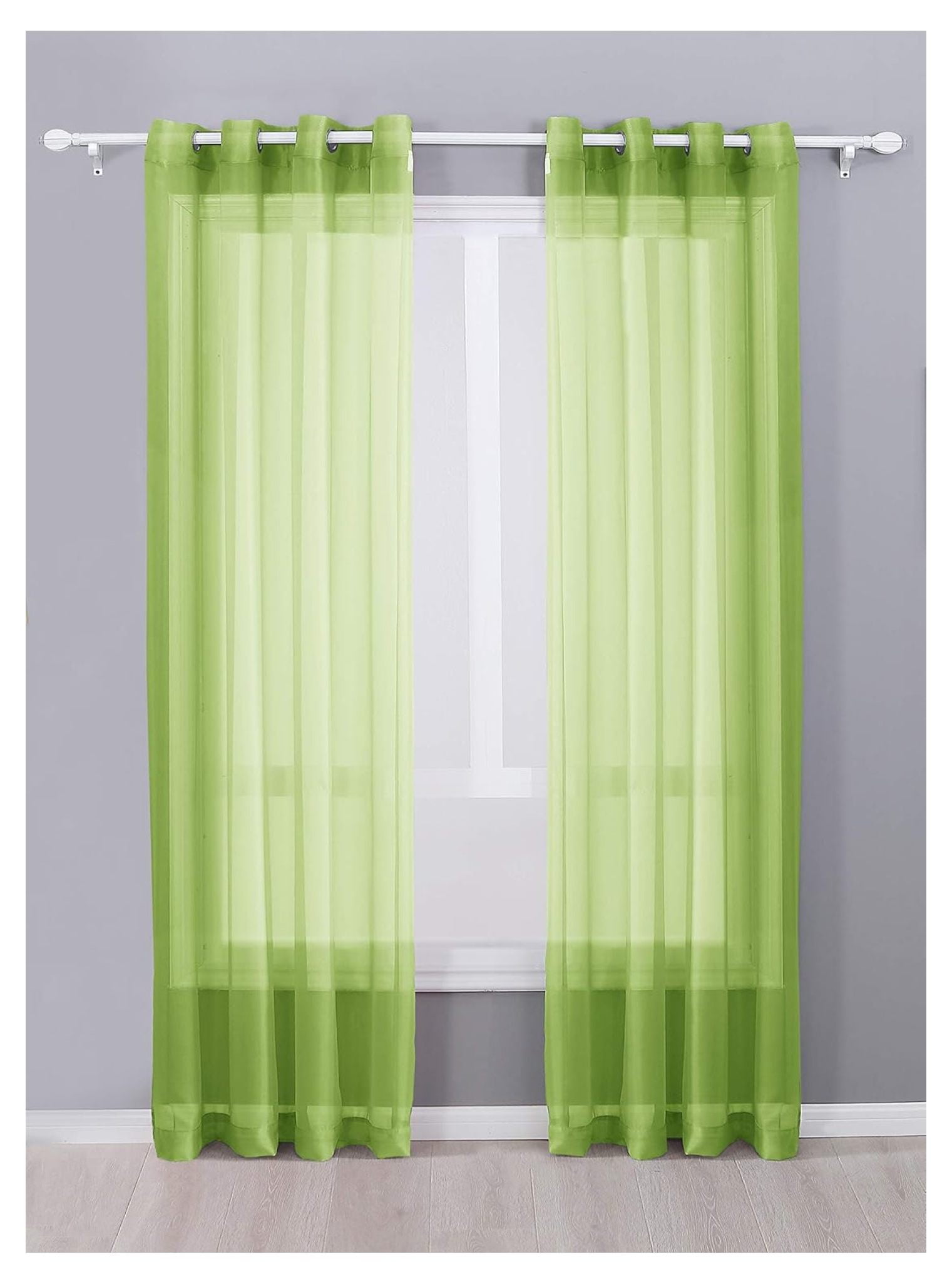 2 Piece Sheer Voile Grommet Top Window Curtain Panel Drapes (54" X 108 ...