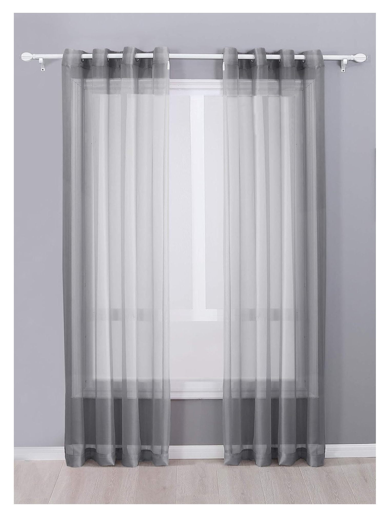 2 Piece Sheer Voile Grommet Top Window Curtain Panel Drapes (54" X 63 ...