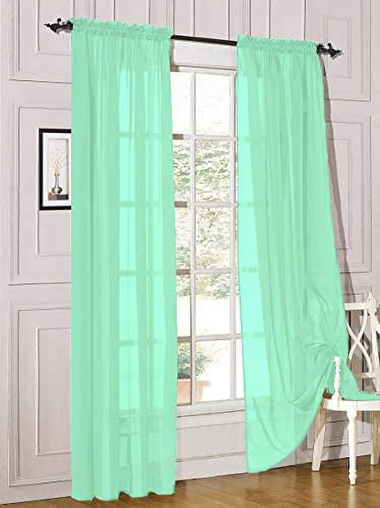 2 Piece Sheer Voile Light Filtering Rod Pocket Window Curtain Panel ...
