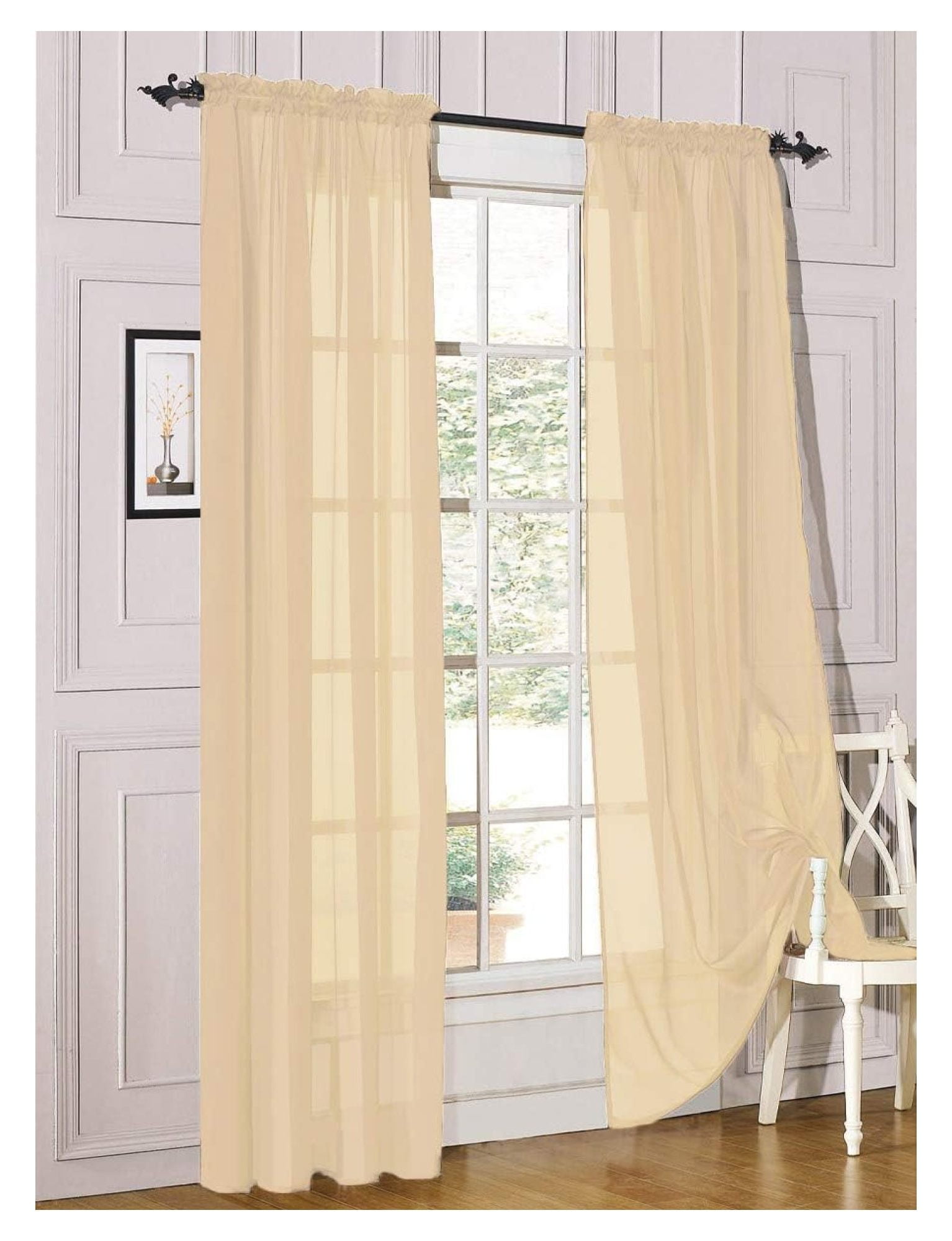 2 Piece Sheer Voile Light Filtering Rod Pocket Window Curtain Panel ... 2 Piece Sheer Voile Light Filtering Rod Pocket Window Curtain Panel ...