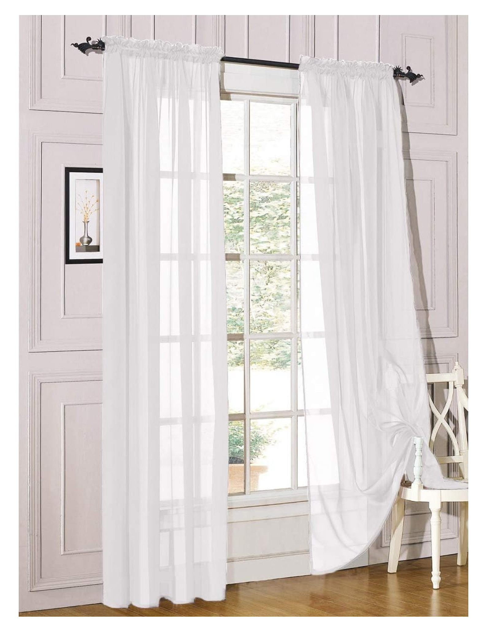 2 Piece Sheer Voile Light Filtering Rod Pocket Window Curtain Panel ... 2 Piece Sheer Voile Light Filtering Rod Pocket Window Curtain Panel ...