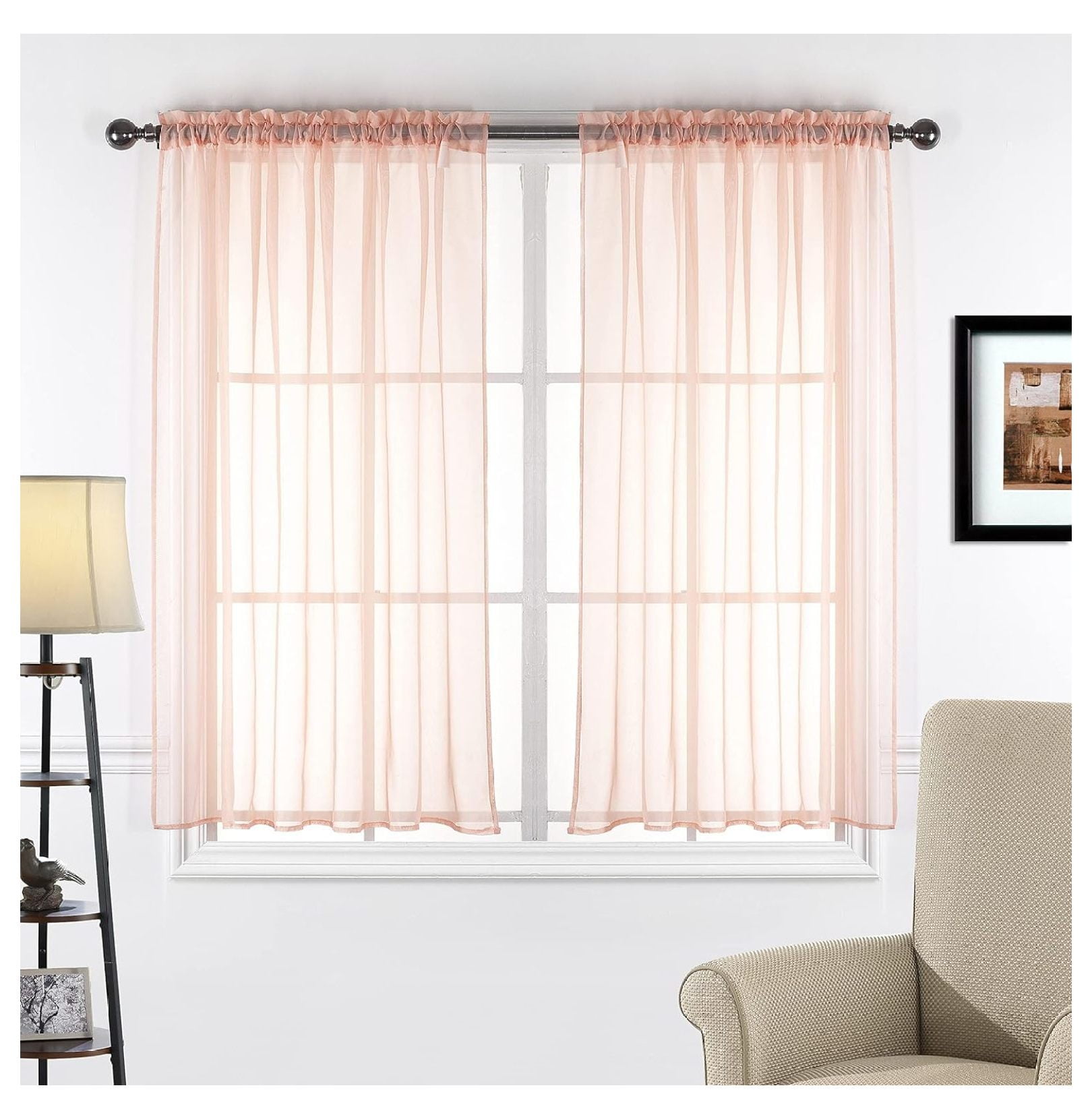 2 Piece Sheer Voile Transparent Rod Pocket Window Curtain Panel Drape ...
