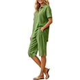 2 Piece Short Sets for Women Summer Henley Short Sleeve Shirts and Knee ...