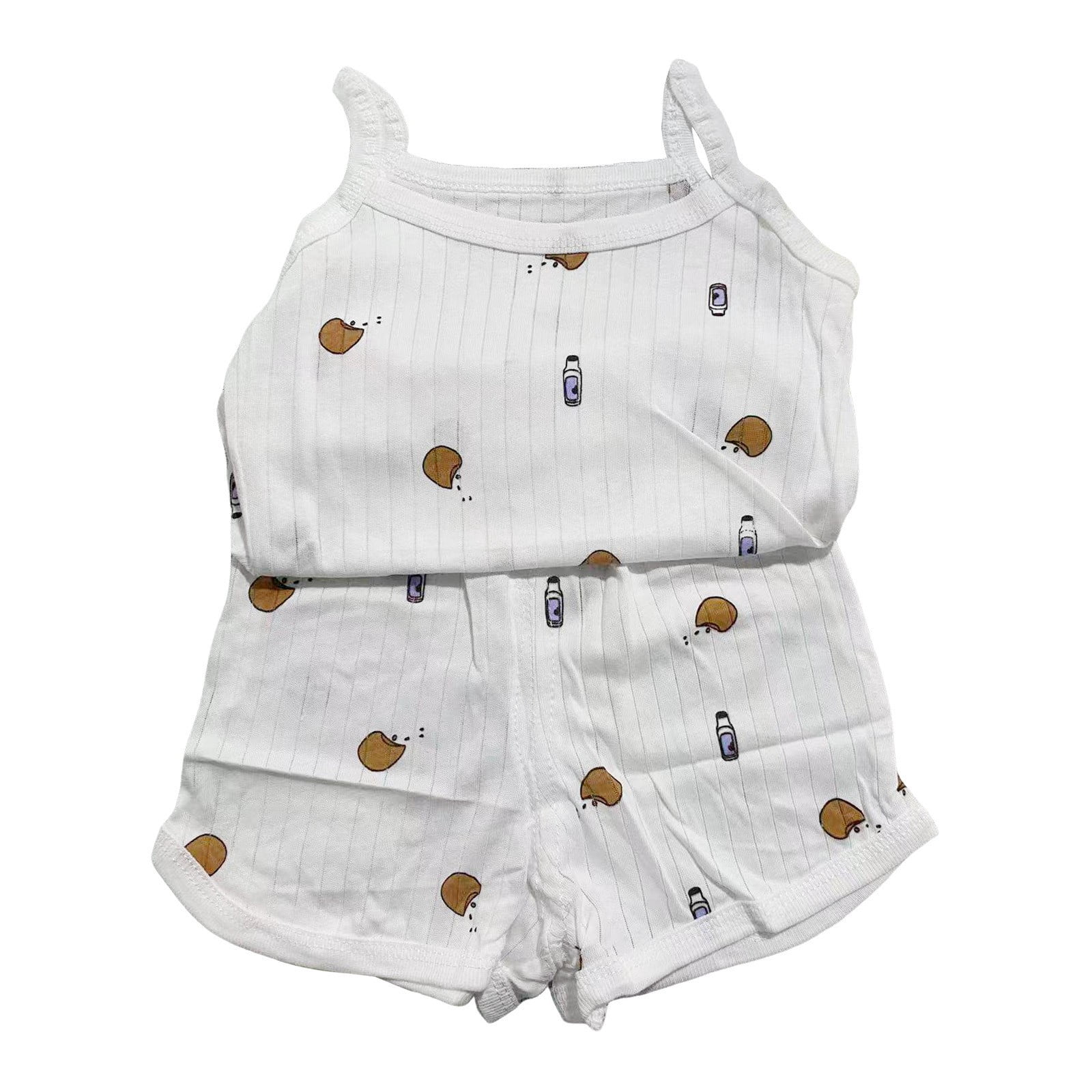 2-Piece Shorts Set For Girls Summer Cotton Outfit Spaghetti Strap ...